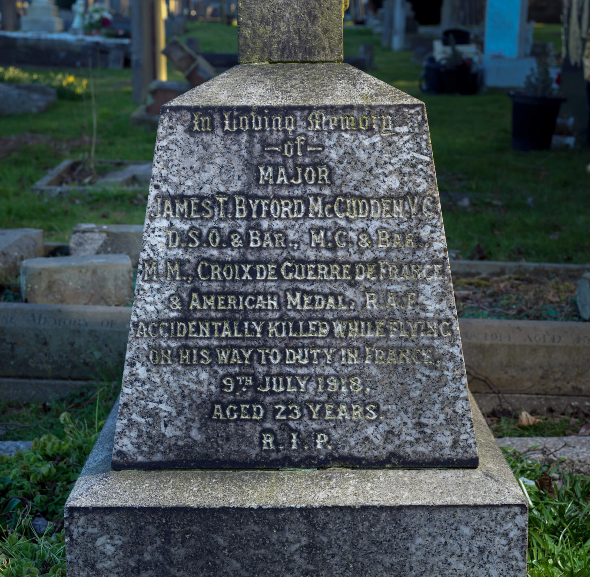 James McCudden’s memorial inscription. © Historic England/DP177805 ...